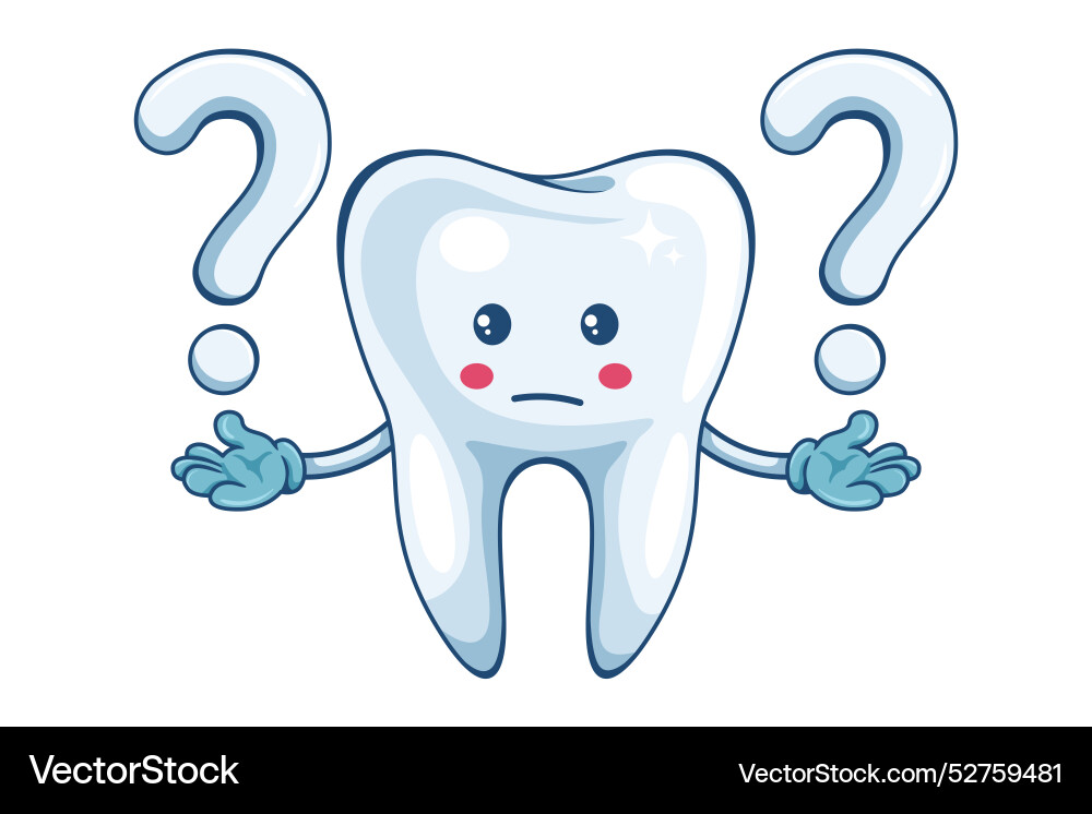 Tooth cartoon expressing doubt with a question Vector Image