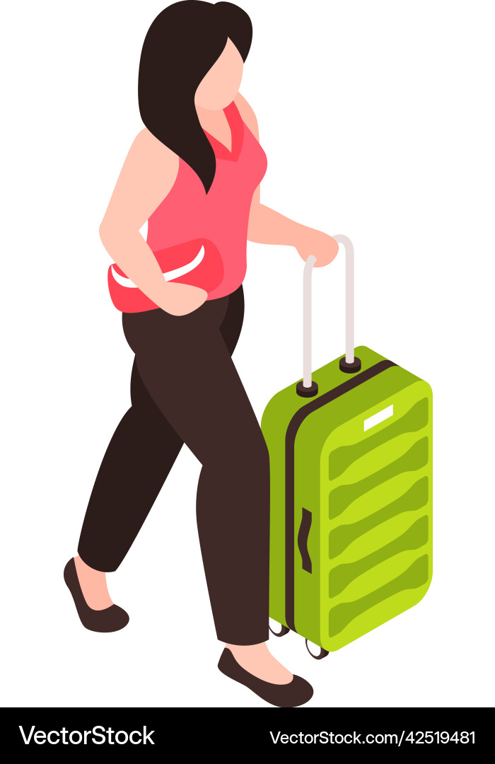 Trolley bag woman composition Royalty Free Vector Image