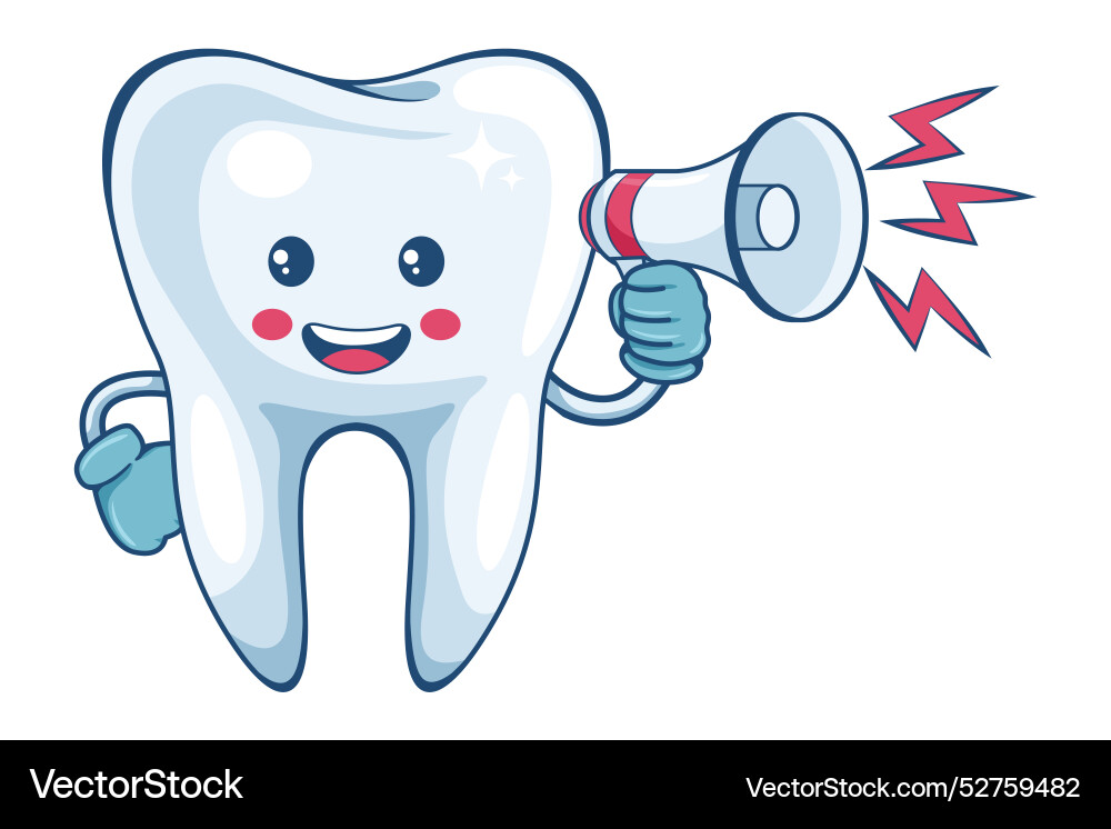 Cartoon of a tooth character making Royalty Free Vector