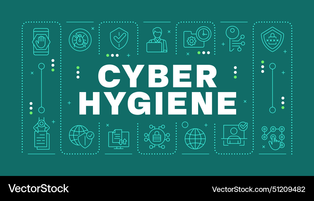 Cyber hygiene teal word concept Royalty Free Vector Image