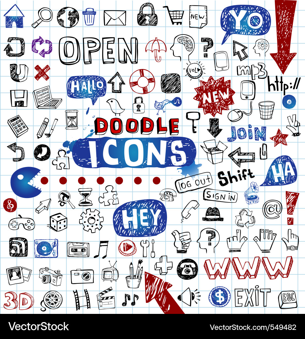 Doodle Icon Set Royalty Free Vector Image - VectorStock