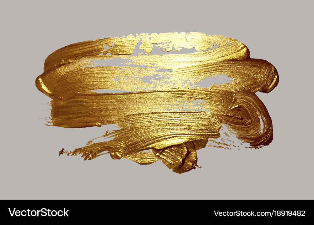 Realistic hand drawing golden brush stroke paint Vector Image