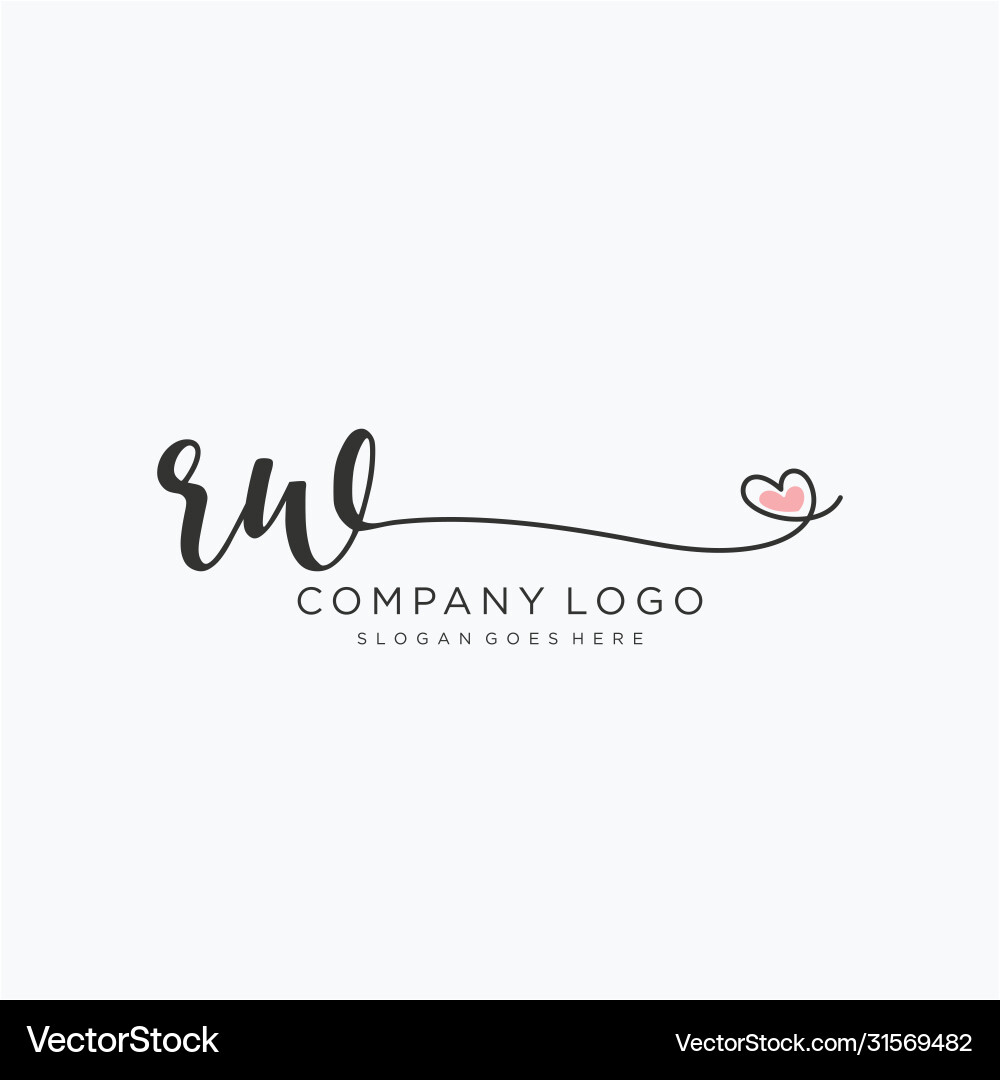 Rw initial handwriting logo designinitial Vector Image