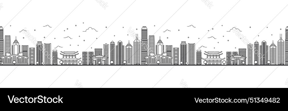 Seamless pattern with outline hong kong china Vector Image
