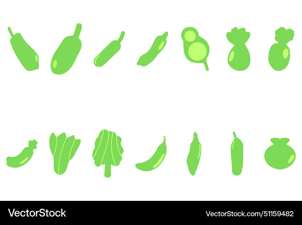 Simple vegetable icon set healthy food flat design