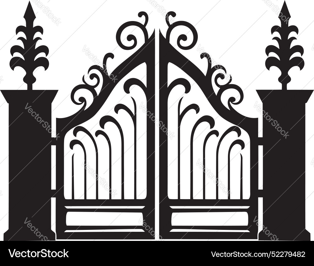 Spiritual thresholds church gate scrolls Vector Image