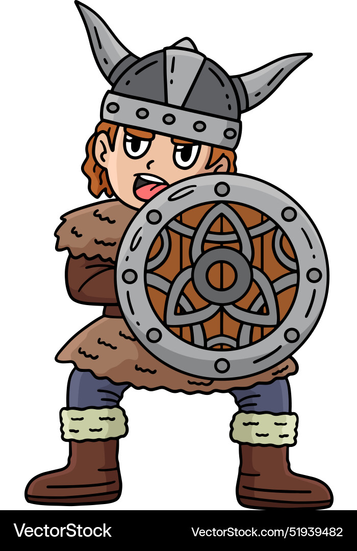 Wikinger mit einem Schild Cartoon farbigen Clipart
