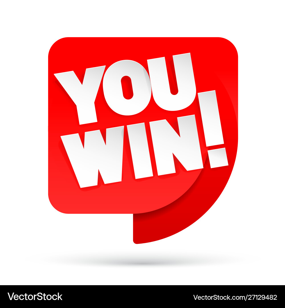 You win red tag winner symbol Royalty Free Vector Image