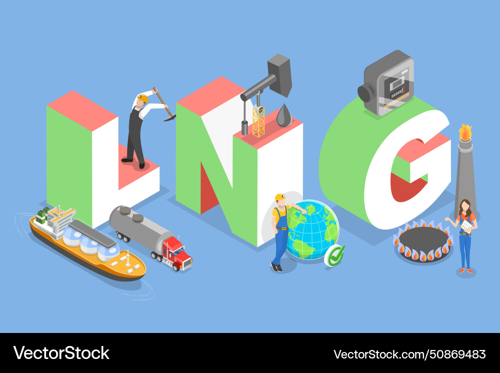 3d isometric flat of lng Royalty Free Vector Image