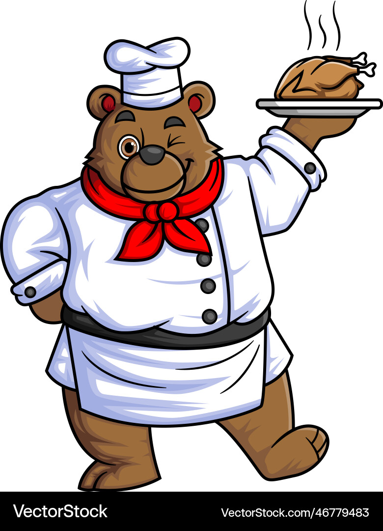 Big bear cartoon character wearing chef clothes Vector Image