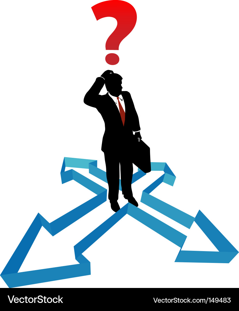 Businessman Facing Choices Royalty Free Vector Image