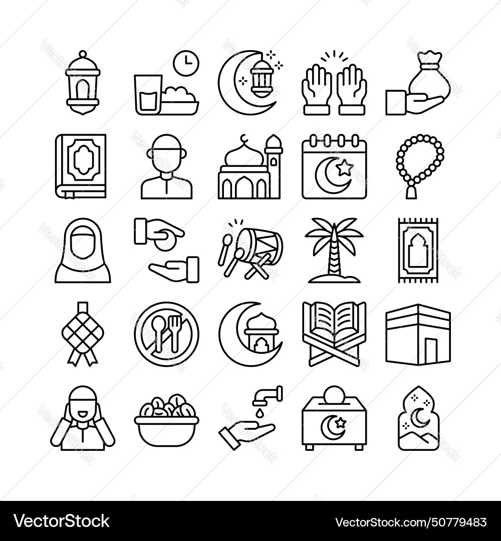 Creative ramadan icon collections in outline Vector Image