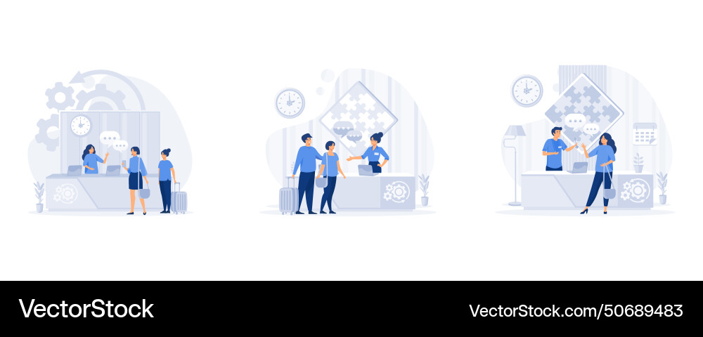 Hotel reception male customer standing Royalty Free Vector