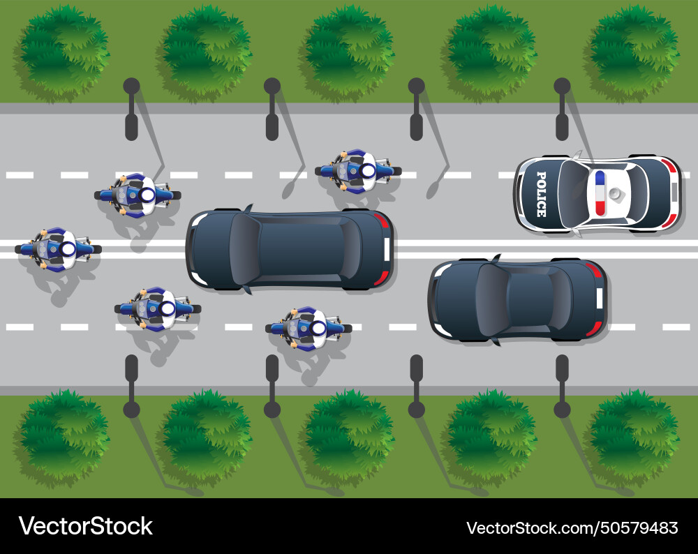 Motorcade escorted by police Royalty Free Vector Image