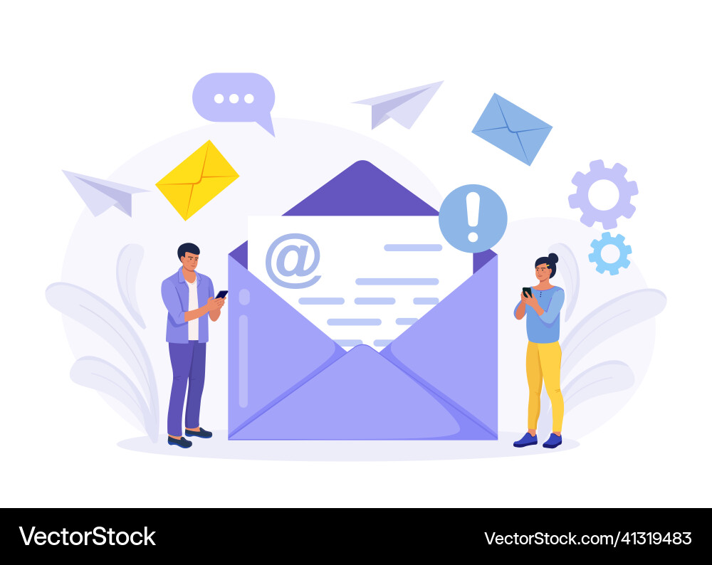 Sending and receiving mail messages people using Vector Image