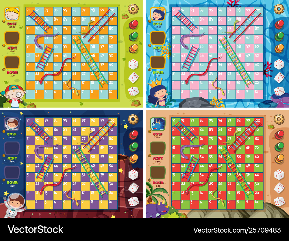 Snake and Ladder Game Template Royalty Free Vector Image