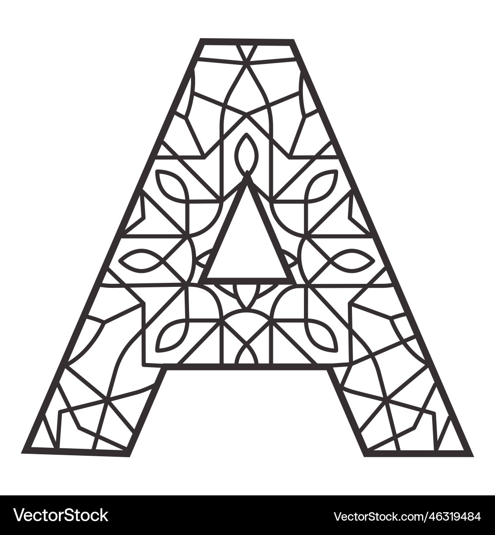 Alphabet letter a stroke mandala Royalty Free Vector Image