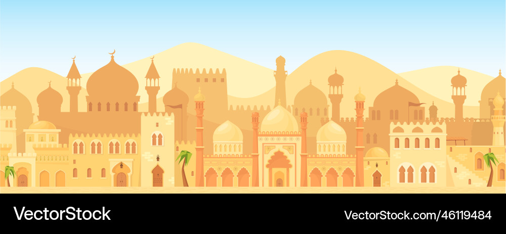 Arabic city view old islamic castle cityscape Vector Image