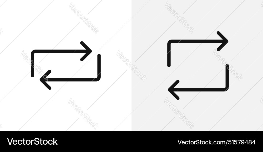 Black and white icon of two arrows forming a loop Vector Image