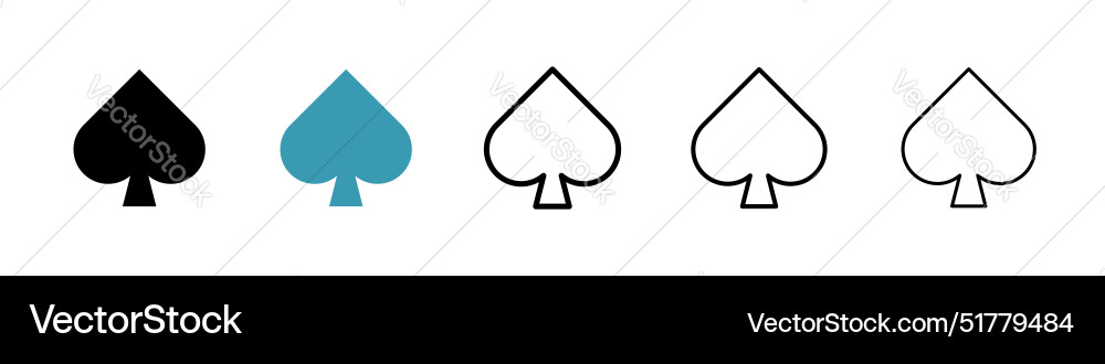 Card-spade icon set black filled and outlined Vector Image