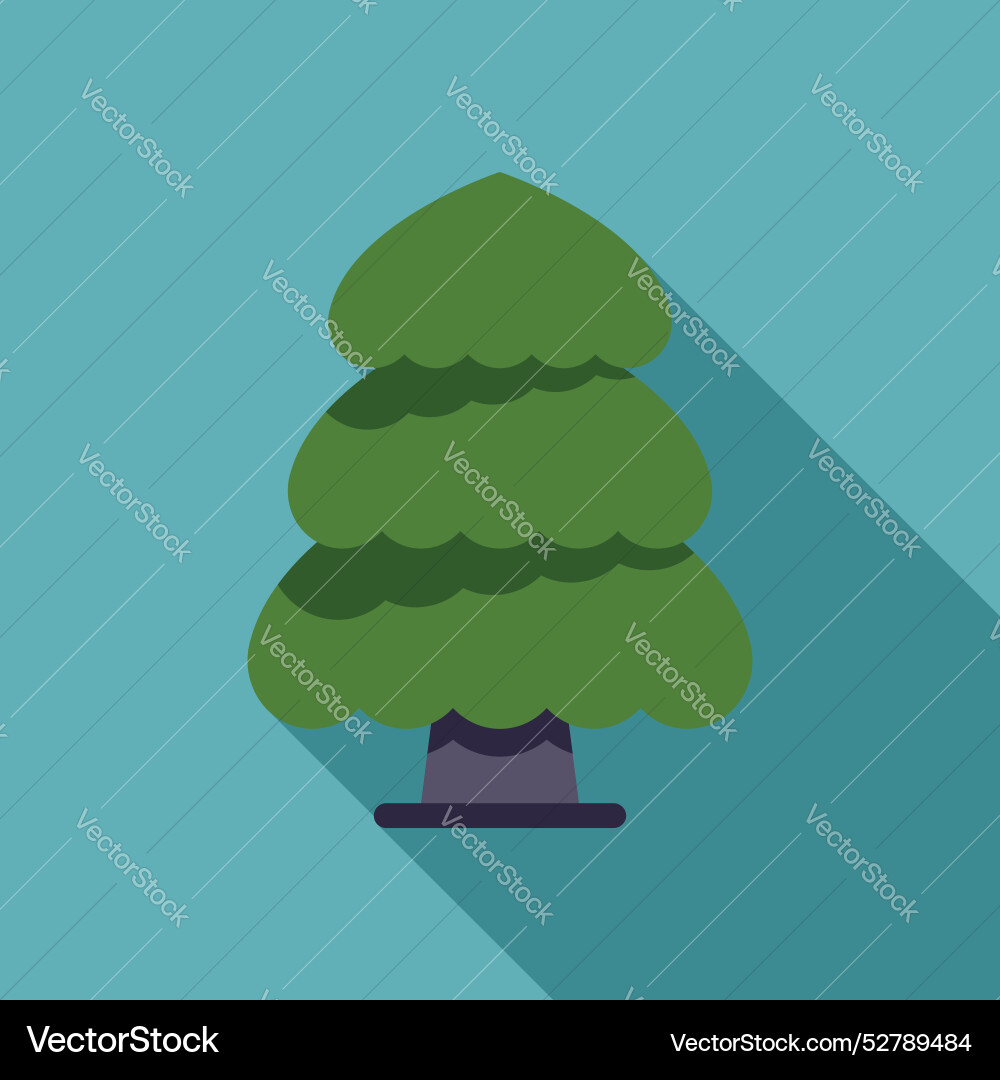 Green stylized conifer tree standing with long Vector Image