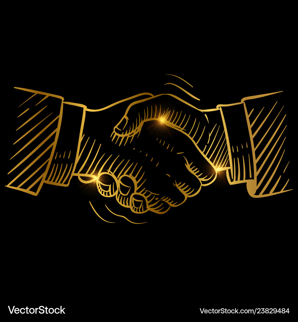 Hand drawn handshake businessmen making Royalty Free Vector
