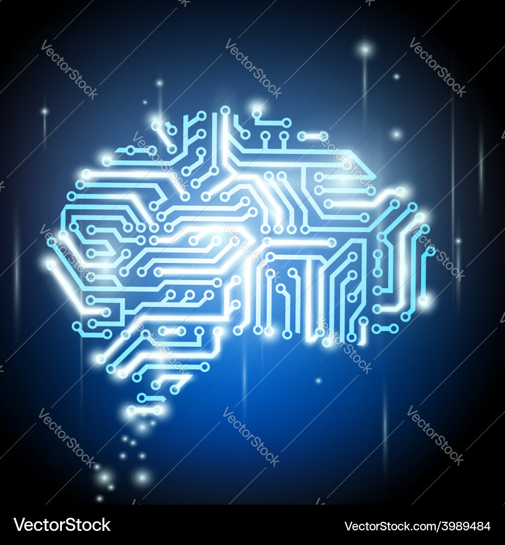 Human brain as a computer chip Royalty Free Vector Image