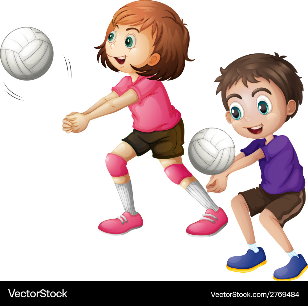 Kids playing volleyball Royalty Free Vector Image