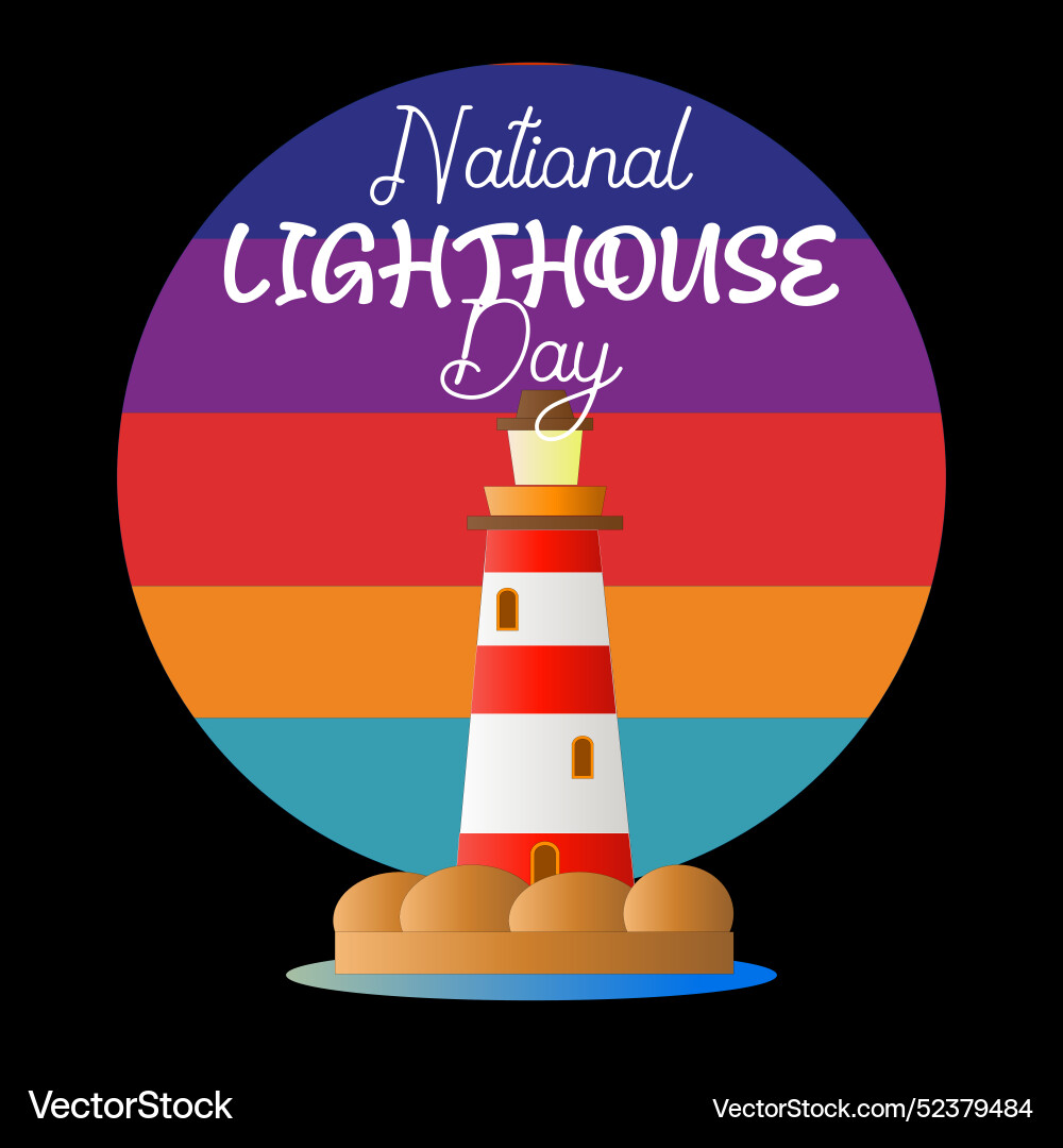 National lighthouse day sign Royalty Free Vector Image