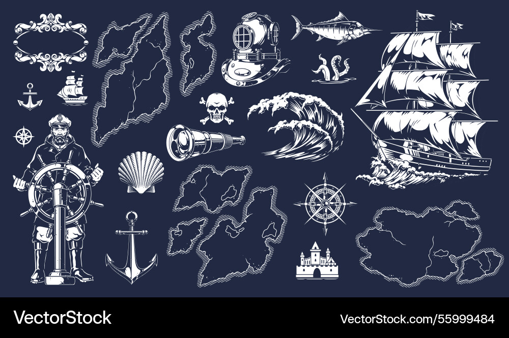 Nautical with maritime themes Royalty Free Vector Image