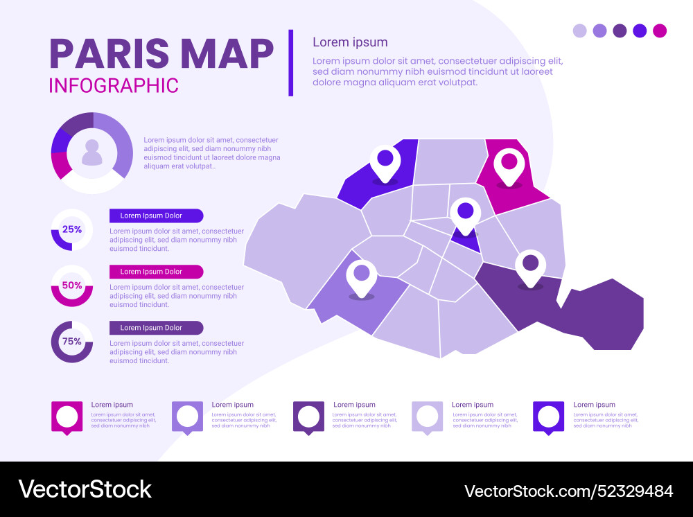 Paris map infographics Royalty Free Vector Image