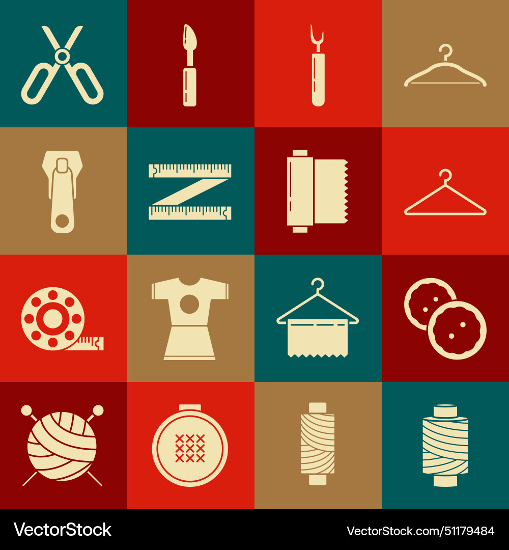 Set sewing thread on spool button for clothes Vector Image