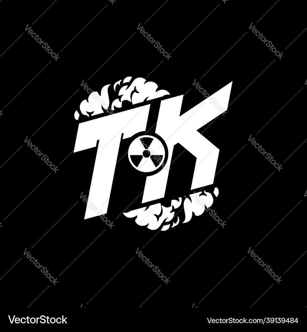 Tk Monogramm Form Rauch Stil Lizenzfreies Vektorbild