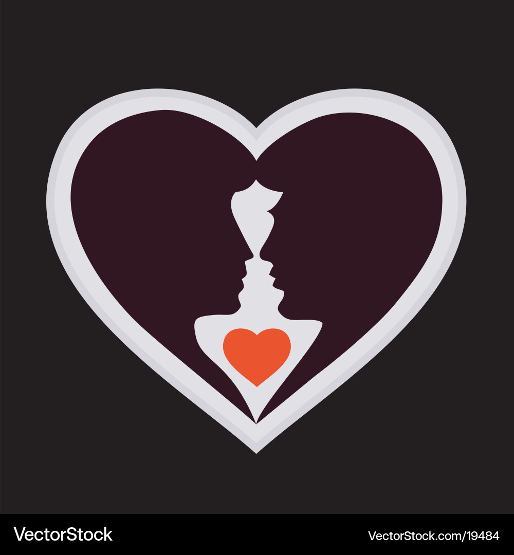 Young couple with heart Royalty Free Vector Image