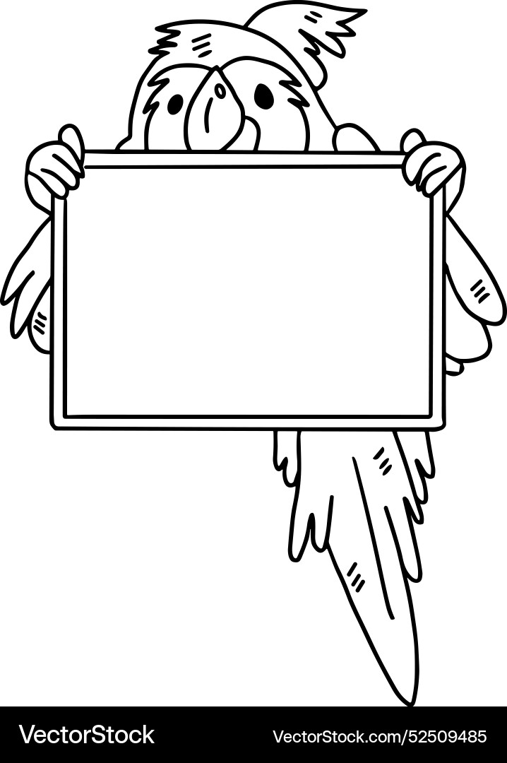 A parrot holding blank sign Royalty Free Vector Image