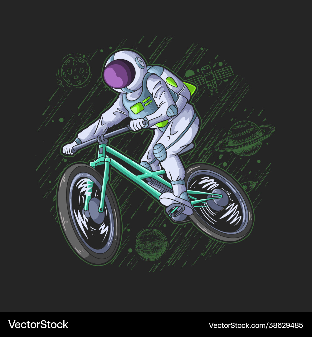 Astronaut Riding Bicycle in Space Royalty Free Vector Image