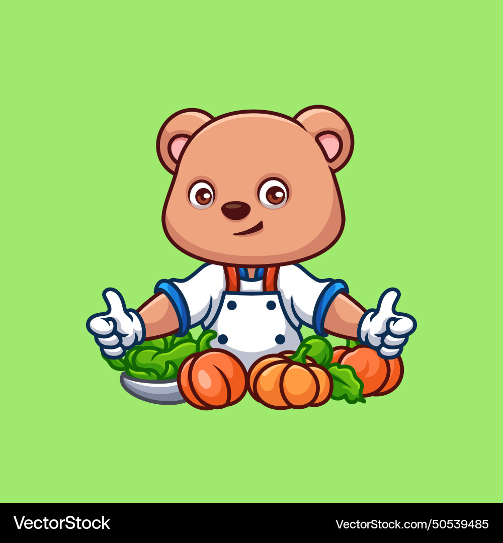 Chef bear cute cartoon character Royalty Free Vector Image