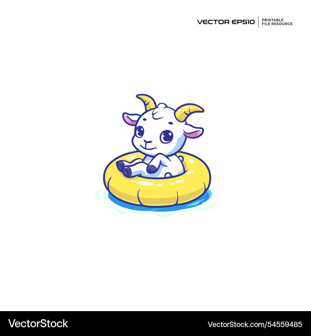 Cute goat on vacation character mascot logo Vector Image
