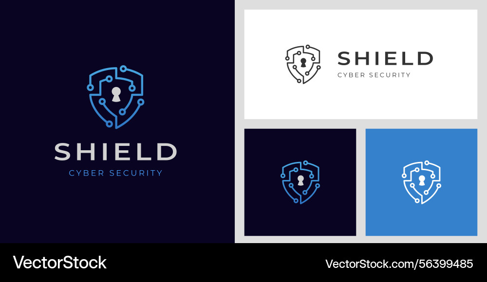 Cyber security logo icon design with shield Vector Image