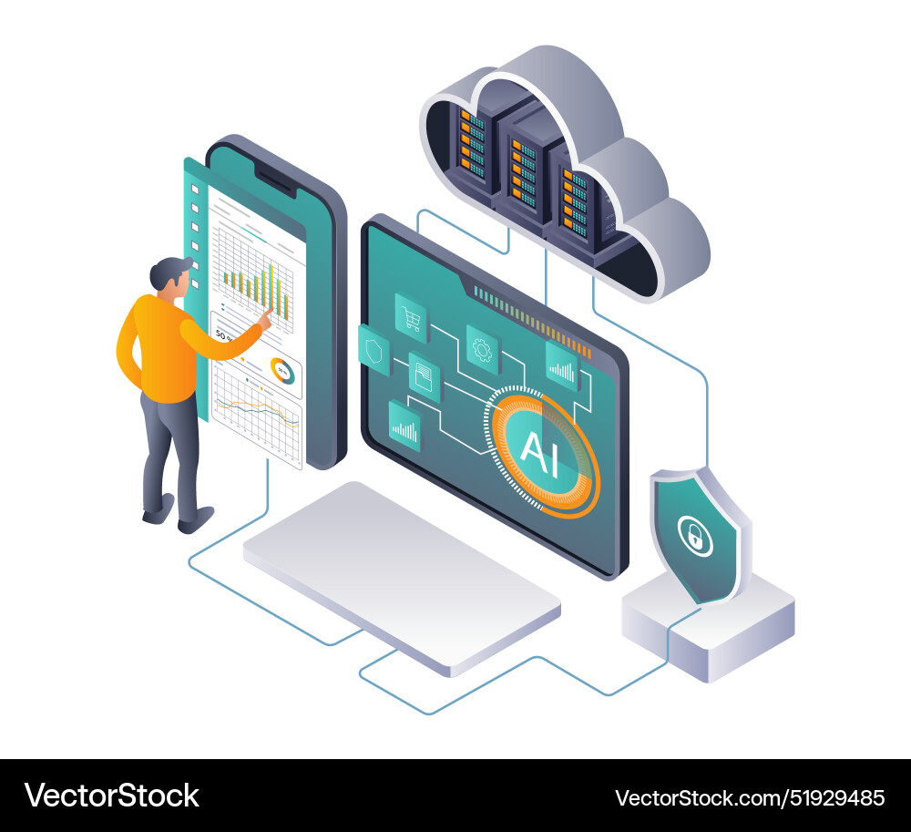 Impact of data analytics on business digital Vector Image