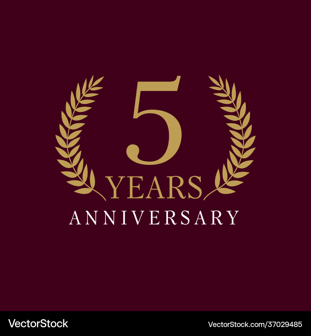 Royal 5th Anniversary Logo Royalty Free Vector Image
