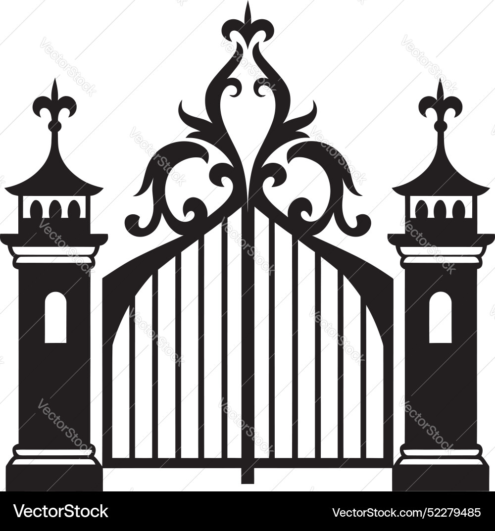 Scrolls of devotion church gate designs Royalty Free Vector