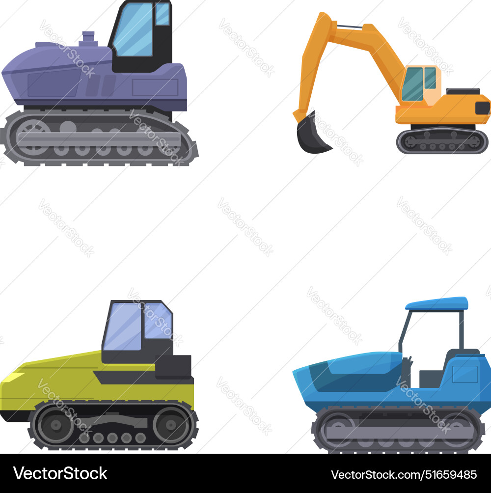 Set of construction machinery icons Royalty Free Vector