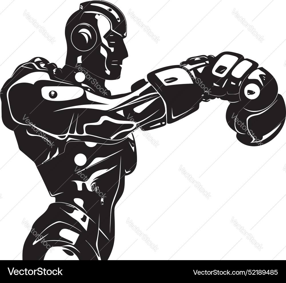 Steel titan robot boxer design techno Royalty Free Vector