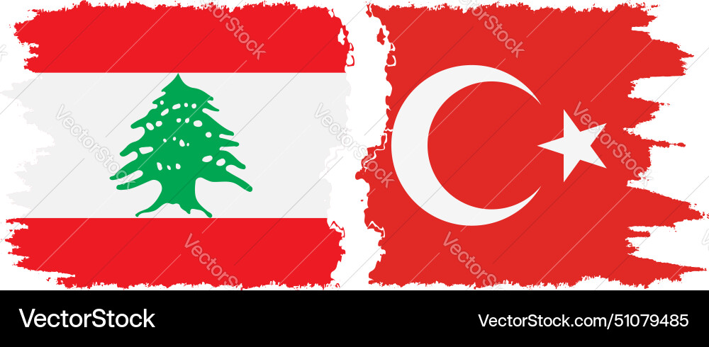 Turkey and lebanon grunge flags connection Vector Image