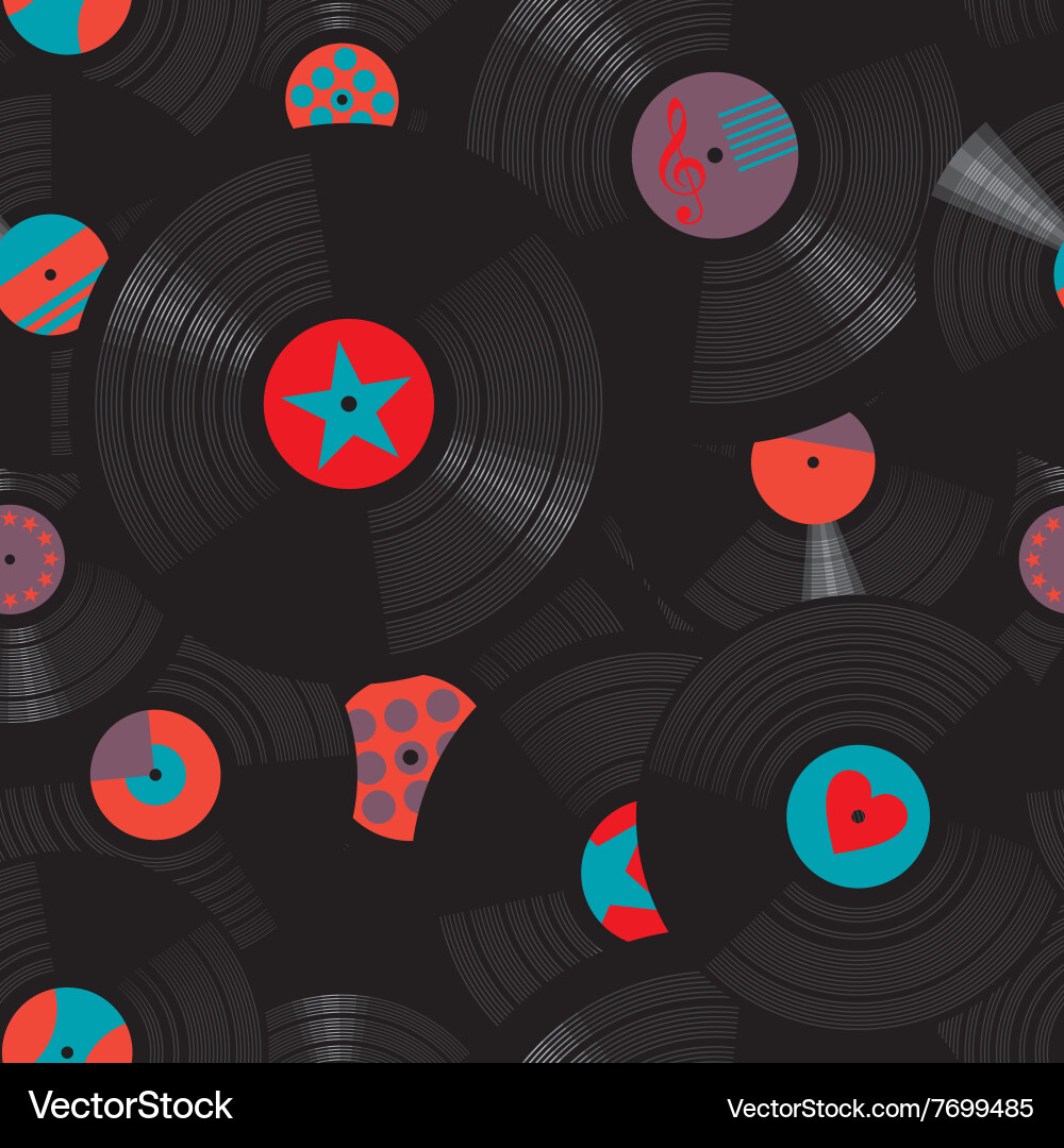 Vinyl records pattern Royalty Free Vector Image