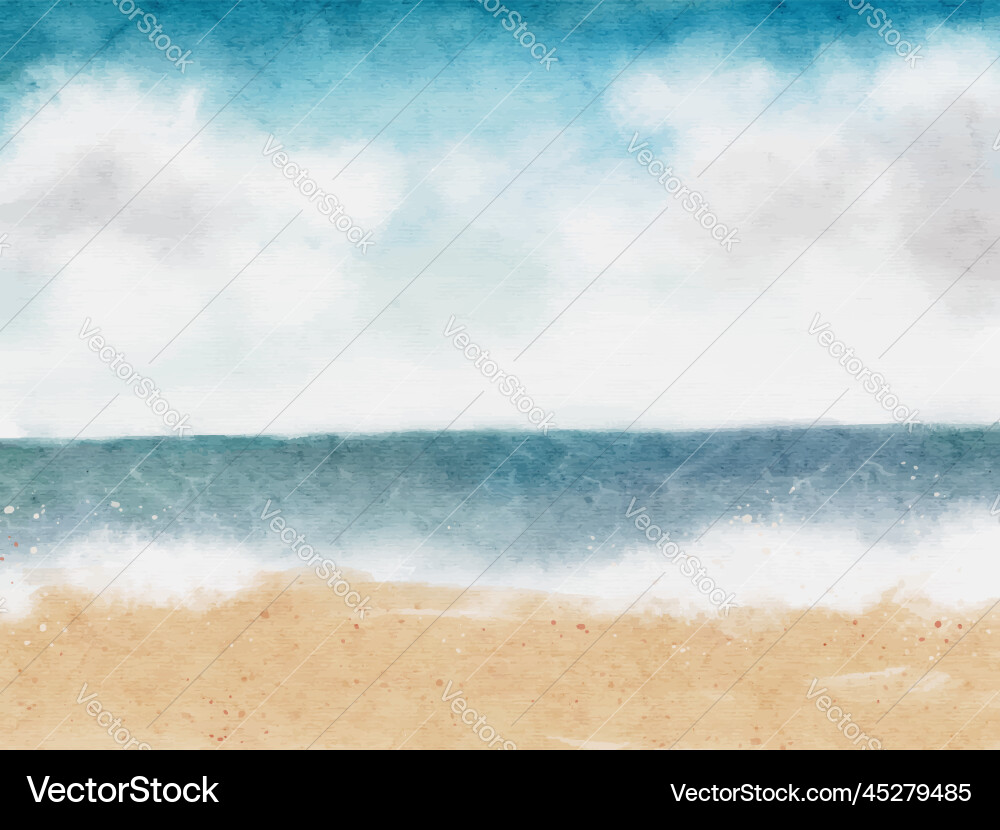 Watercolor ocean beach abstract background Vector Image