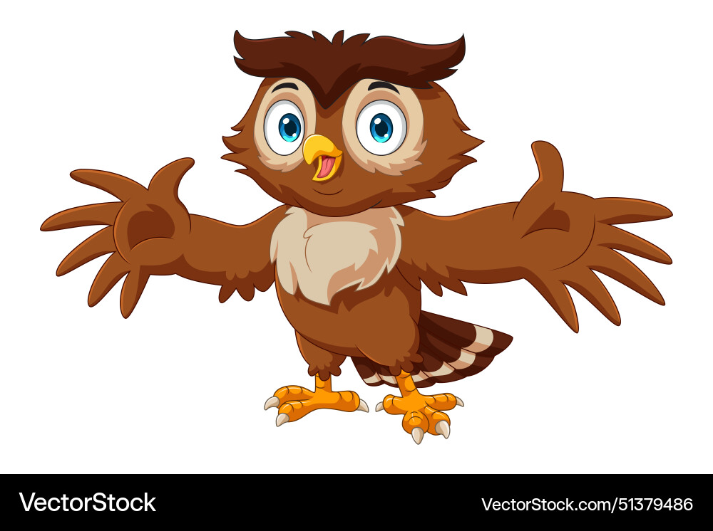 Cartoon happy owl isolated on white background Vector Image