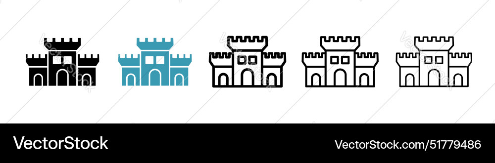 Castle line icon set Royalty Free Vector Image