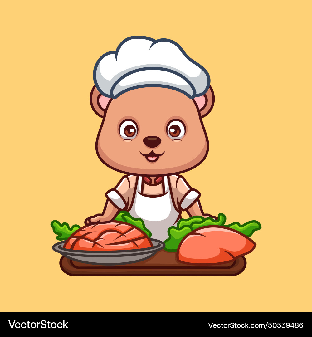 Chef bear cute cartoon character Royalty Free Vector Image
